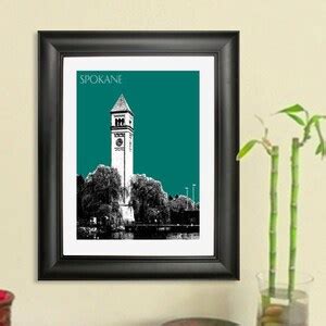 Spokane Skyline Poster Spokane Washington City Skyline Art Print
