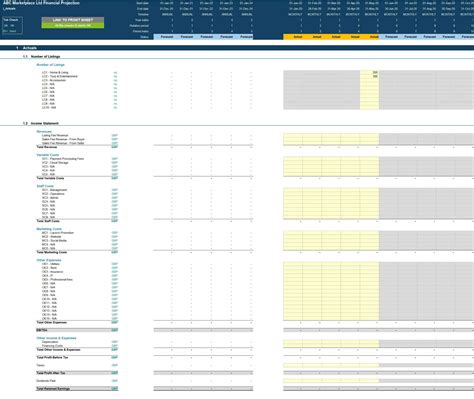 Online Marketplace Business Financial Model Template