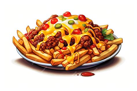 Premium Ai Image Chili Cheese Fries Illustration Food
