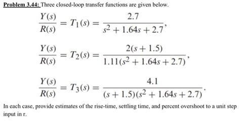 Solved Problem 344 Three Closed Loop Transfer Functions
