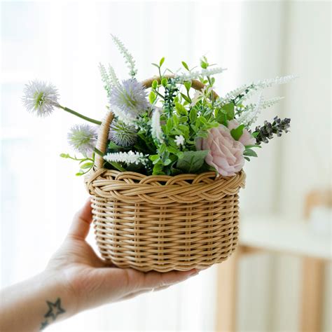 이소품 쁘띠 라탄 소품바구니 미니 손잡이 수납바스켓