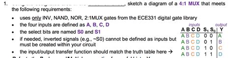 Solved Sketch A Diagram Of A 41 Mux That Meets The