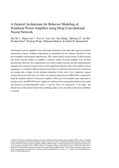 Pdf A General Architecture For Behavior Modeling Of Nonlinear Power