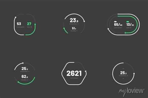 Set With Collection Of Indicator Template Dashboard Ui And Ux Posters For The Wall • Posters