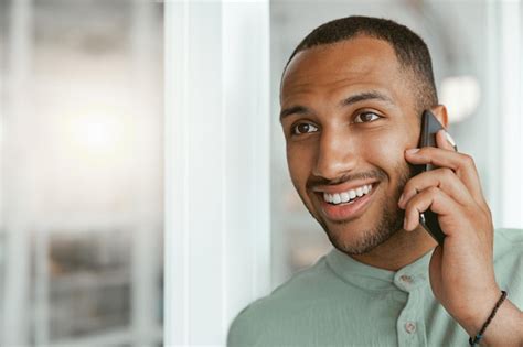 Premium Photo Smiling African Businessman Talking Phone With Client