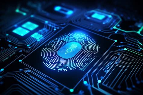 Fingerprint Integrated In A Printed Circuit Releasing Binary Codes Biometric Security Stock
