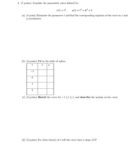 Solved Points Consider The Parametric Curve Defined Chegg