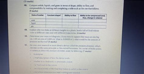 Solved Compare Solids Liquids And Gases In Terms Of Chegg