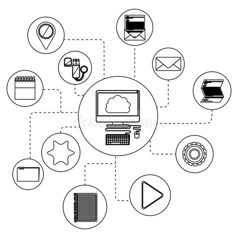 Computer And Cloud Computing Design Stock Vector Illustration Of Symbol Communication 82180848