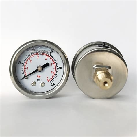 1 5 Inches Dual Scale Glycerine Fillable Manometer 1 8 Npt Back Mount