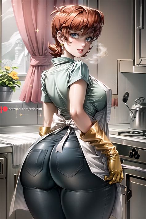 Rule 34 Ai Generated Apron Ass Blue Eyes Breasts Brown Hair Curtains
