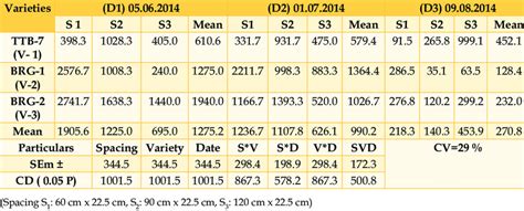 10 Effect Of Date Of Sowing Varieties And Spacing On Yield Kg Ha Of