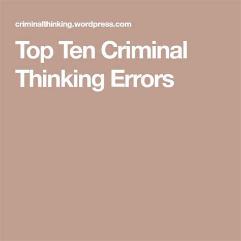 8 Criminal Thinking Errors