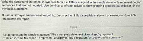 Solved Write The Compound Statement In Symbolic Form Let