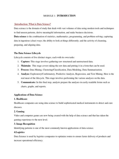 Module 1 Ids Pdf Data Science Statistics