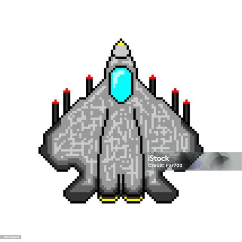 군용기 전투기 벡터 픽셀 이미지입니다 위에서 볼 수 있습니다 흰색 배경에 격리된 개체입니다 로고에 대한 스톡 벡터 아트 및 기타 이미지 Istock