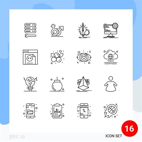 Set Of 16 Commercial Outlines Pack For Site Layout Identity Internet Lamp Editable Vector Design
