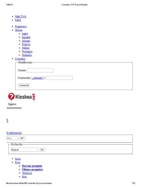 Comandos Tcp Ip Para Windows Pdf Dirección Ip Protocolo De Control De Transmisión