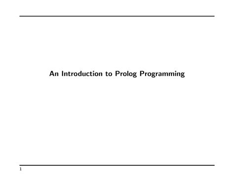 Intro To Prolog Prog An Introduction To Prolog Programming What Is