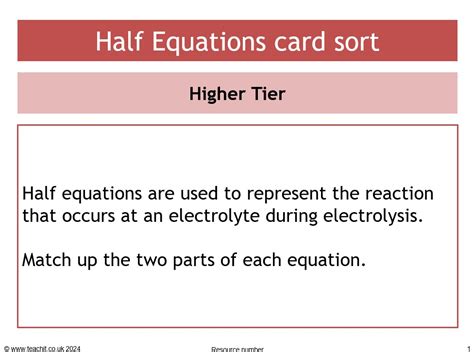Balancing Half Equations Worksheet Gcse