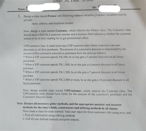 Solved 1 Design A Class Named Person With Following