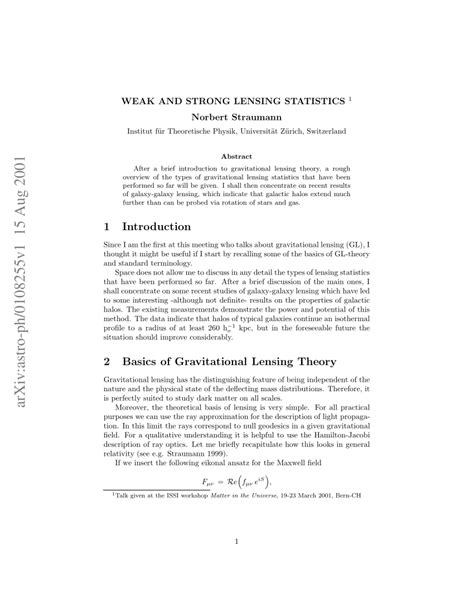 Pdf Weak And Strong Lensing Statistics