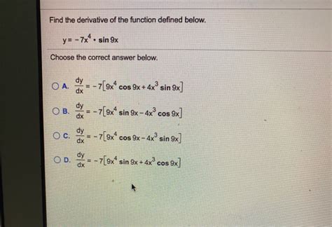 solved find the derivative of the function defined below y