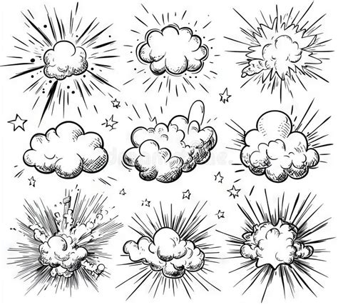 Hand Drawn Explosion Speech Bubble With Splash Smoke Comic Doodle