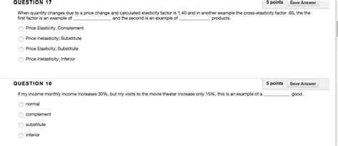 Solved QUESTION Points Save Answer When Quantity Chegg