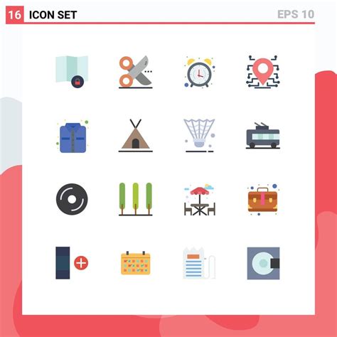 Flat Color Pack Of 16 Universal Symbols Of Office Secure Alarm Processor Office Editable Pack Of