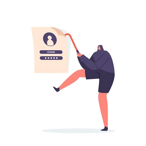 Premium Vector Anonymous Hacker Or Robber With Crowbar Stealing