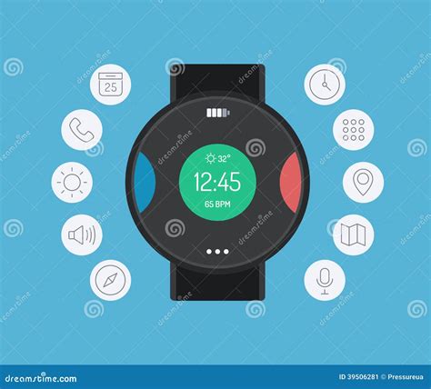 Smart Watch Design Flat Illustration Concept Stock Vector