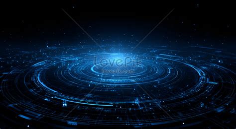 미래 기술 파란색 디지털 배경은 빛나는 둥근 구조를 갖춘 파란색 디지털 배경