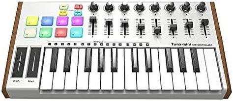 Mini Ultra Portable 25 Key USB MIDI Keyboard Controller 8 RGB Backlit Trigger Pads With 6 35mm