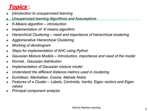 Unsupervised Learning Algorithms And Assumptions Ppt