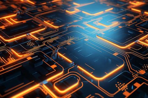 Premium Photo Circuitry Texture With Glowing Circuit Paths