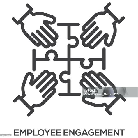 직원 참여 아이콘 비즈니스 개념입니다 현대 기호 선형 픽토그램 윤곽선 기호 간단한 얇은 선 벡터 디자인 요소 템플릿 감탄에 대한