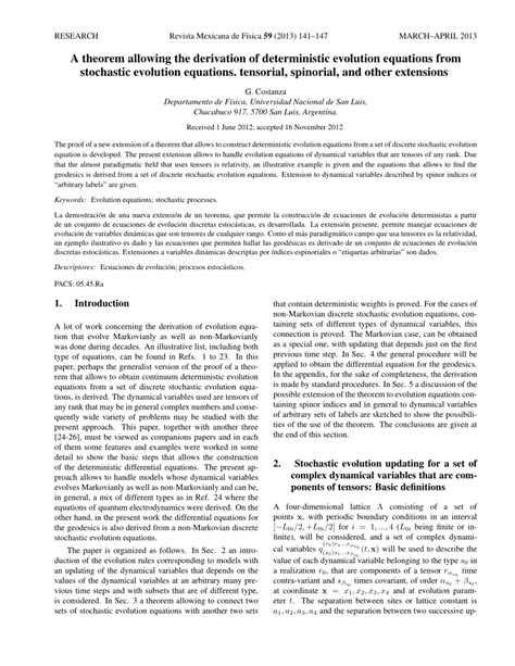 Pdf A Theorem Allowing The Derivation Of Deterministic Evolution