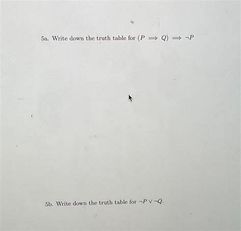 Solved 5a Write Down The Truth Table For P Q ¬p 5b Write