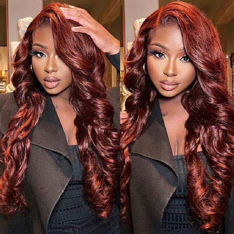 Reddish Brown Wig Body Wave Wig Colored Wig 4x4 Closure Wig13x413x6