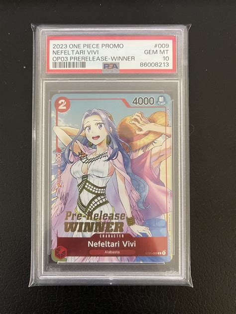 One Piece Card Game OP03 Prerelease Winner Nefeltari Vivi ST01 009 PSA 10 JToys