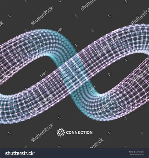 Spiral 3d Vector Illustration Wireframe Connection Stock Vector