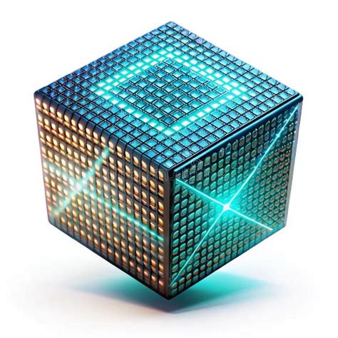 Levitating Glowing Cube With Rotating Digital Patterns Stock Illustration Illustration Of