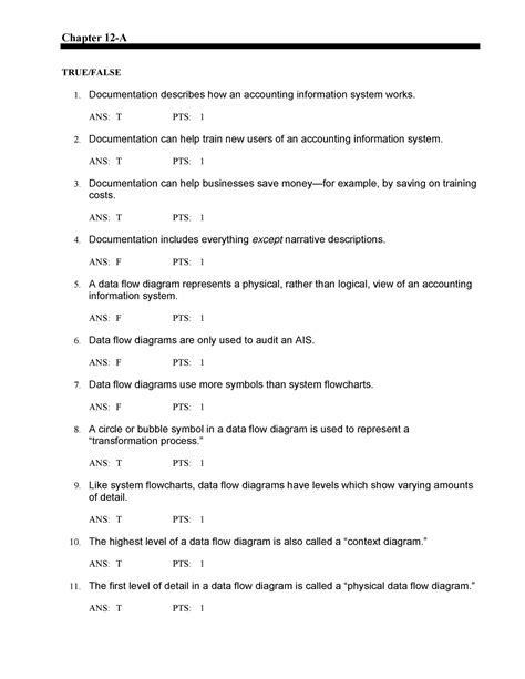 Chapter 12a Ais Systems Documentation Chapter 12 A True False 1 Documentation Describes How