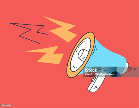 조명이 있는 확성기가 확성기 배너 개념을 발표합니다 벡터 평면 그래픽 디자인 일러스트 경쟁에 대한 스톡 벡터 아트 및 기타 이미지 경쟁 광고 긴급 표시 Istock