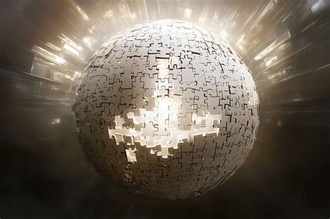 Glowing Puzzle Sphere Abstract 3d Jigsaw Globe Problem Solving Concept Stock Illustration