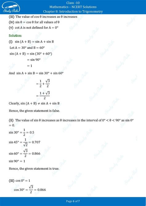 Ncert Solutions For Class 10 Maths Exercise 8 2 Chapter 8 Introduction To Trigonometry