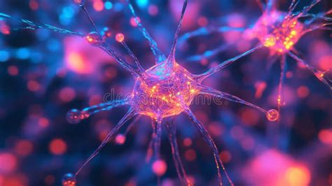 Illuminated Neuron Cell Structure Microscopic View Stock Illustration Illustration Of