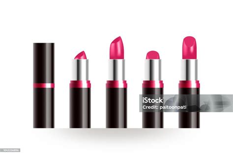 은색과 검정색 케이스 일러스트 복사 공간 흰색 배경에 고립 된 3d 가상 립스틱 핑크 색상 0명에 대한 스톡 벡터 아트 및 기타 이미지 0명 개인 장식품 관능