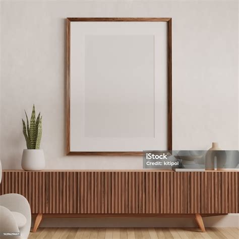 빛 반사가 있는 거실 내부의 수직 나무 프레임 모형 3d 렌더링 3d 그림 0명에 대한 스톡 사진 및 기타 이미지 0명 가구 거실 Istock